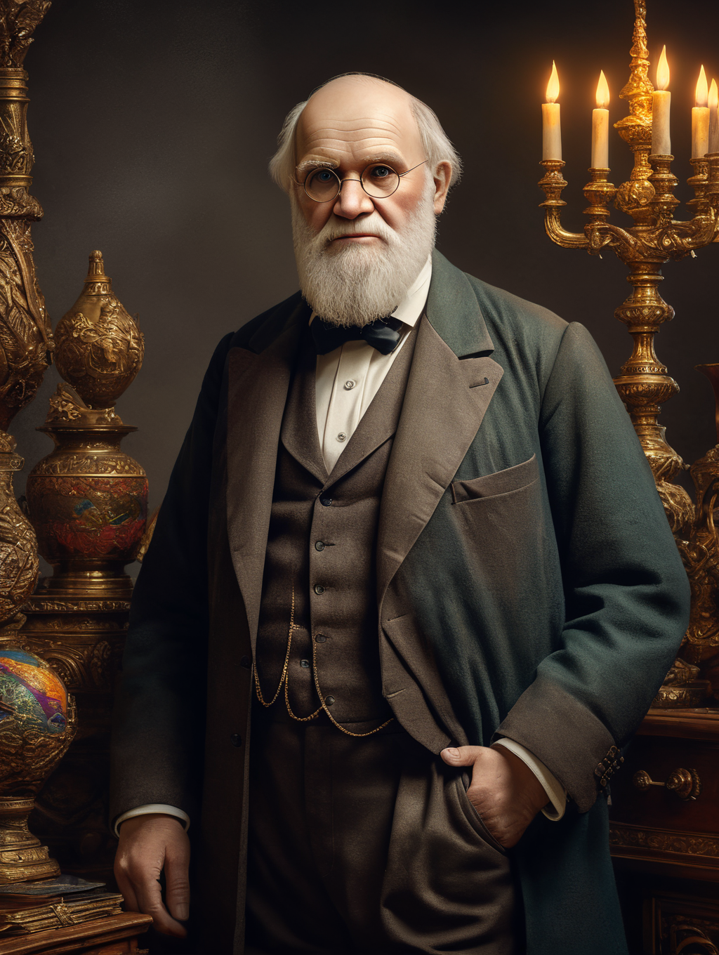 Premium Free ai Images | standing centered portrait of charles darwin ...