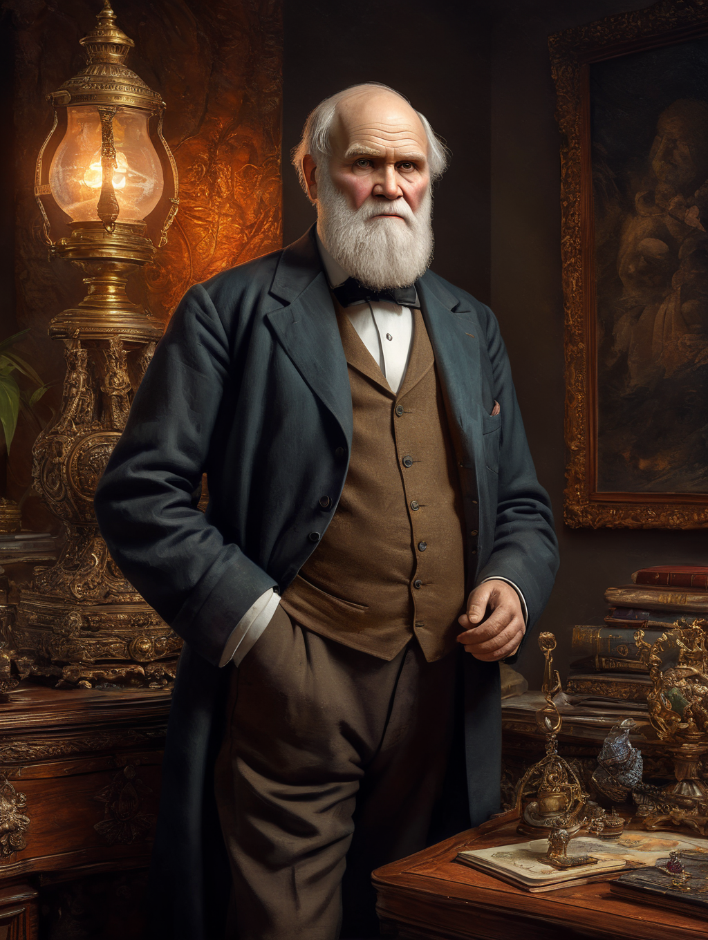 Premium Free ai Images | standing centered portrait of charles darwin ...