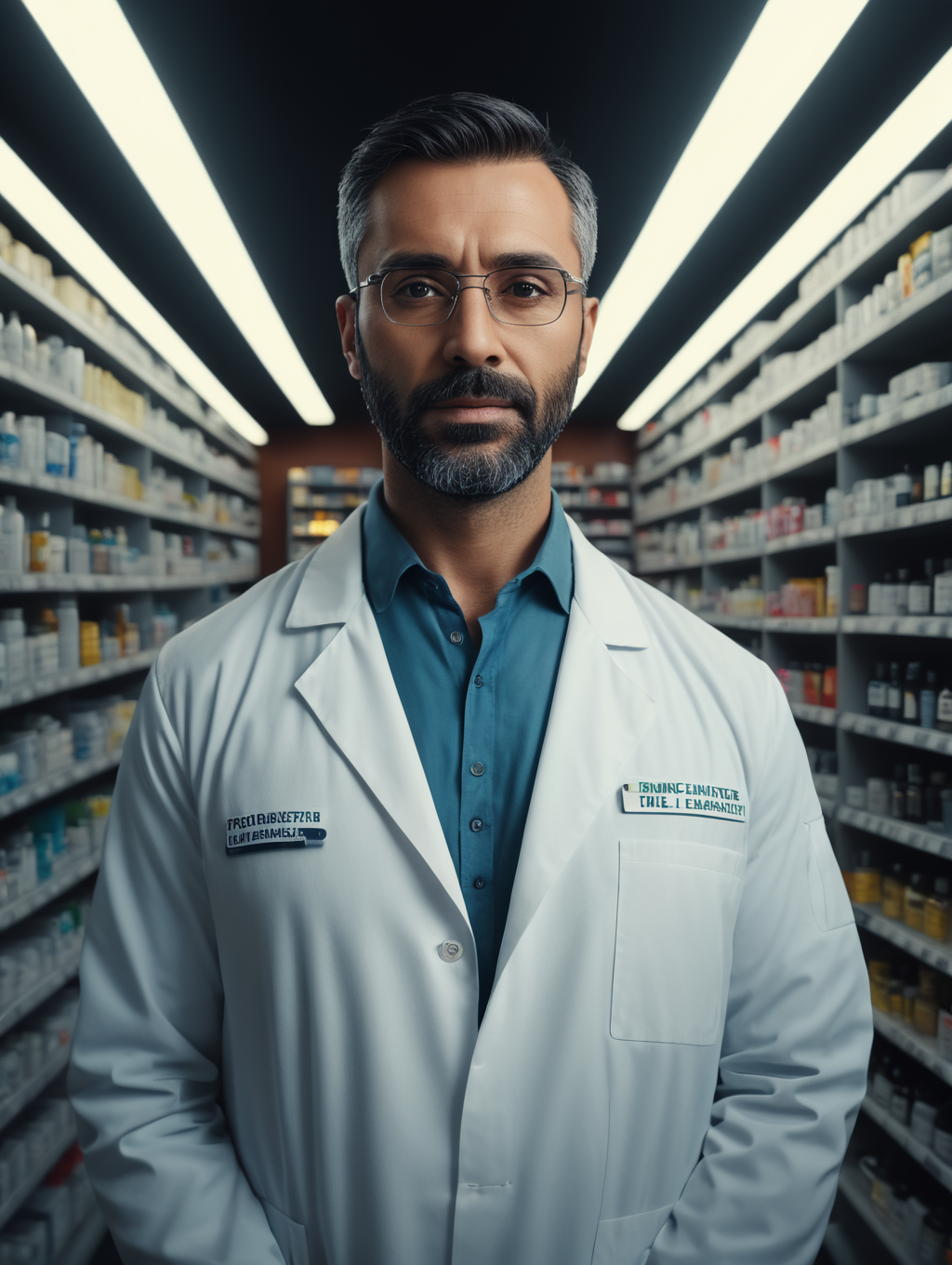 Premium Free ai Images | full standing centered portrait of pharmacist ...