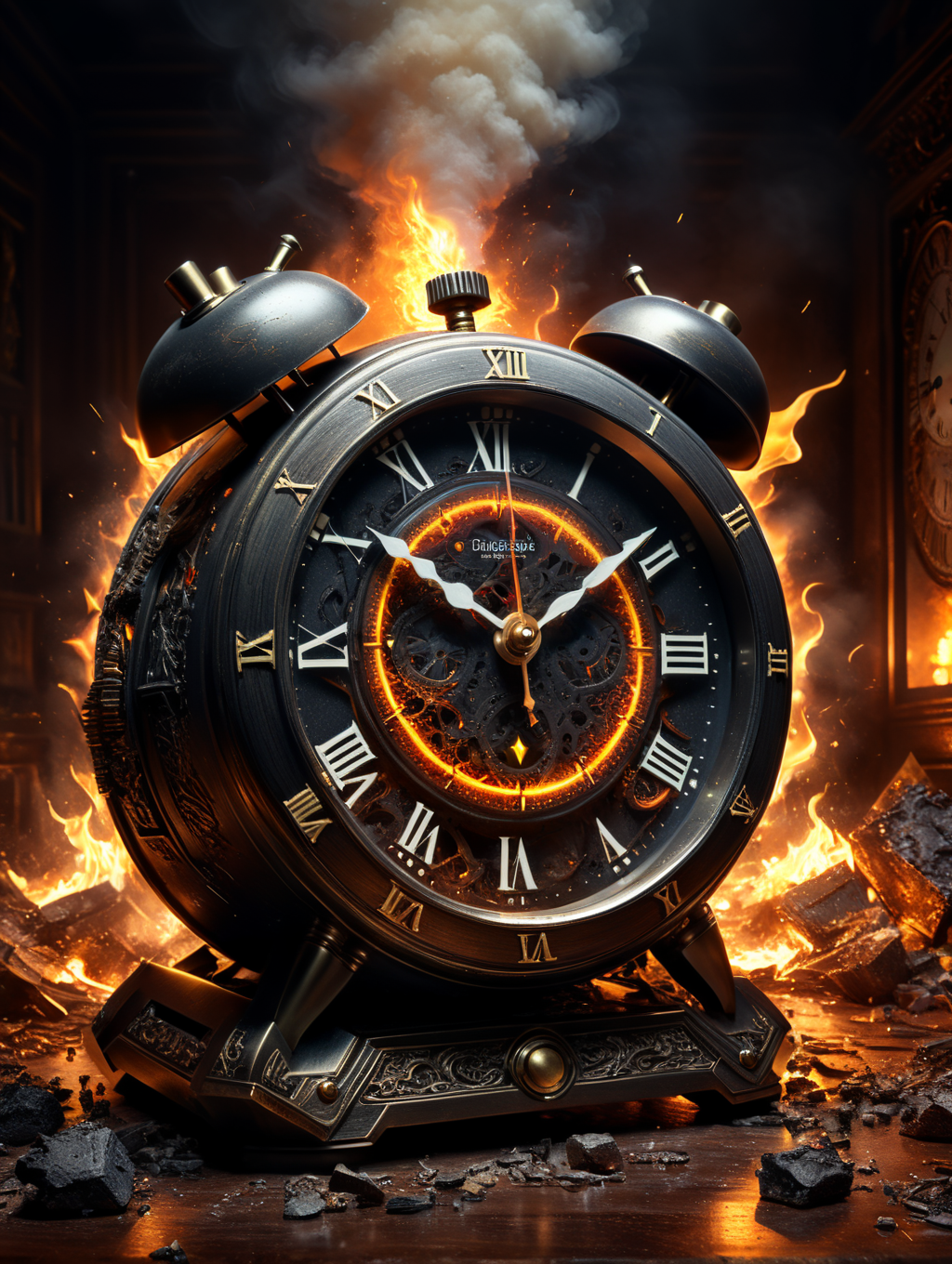 Premium Free ai Images | hand squeezing an alarm clock to the point of ...