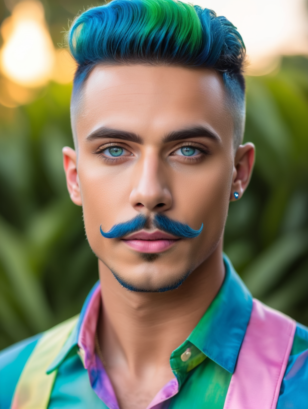 Premium Free ai Images | brazilian young man with make up in rainbow ...