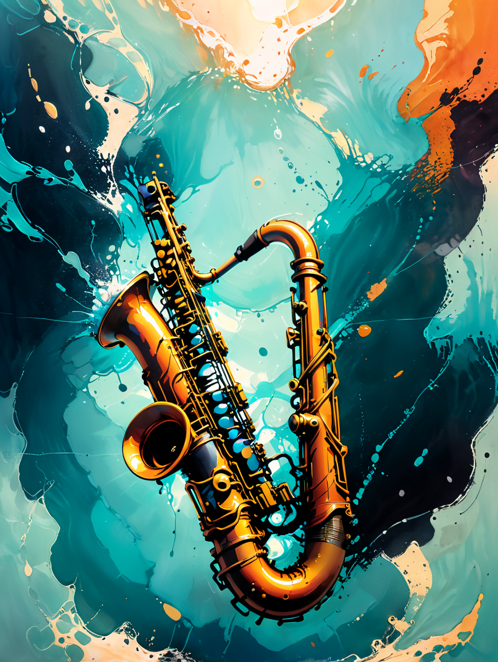 Premium Free ai Images | saksofon melodia ruki voda osvesenie bassejn