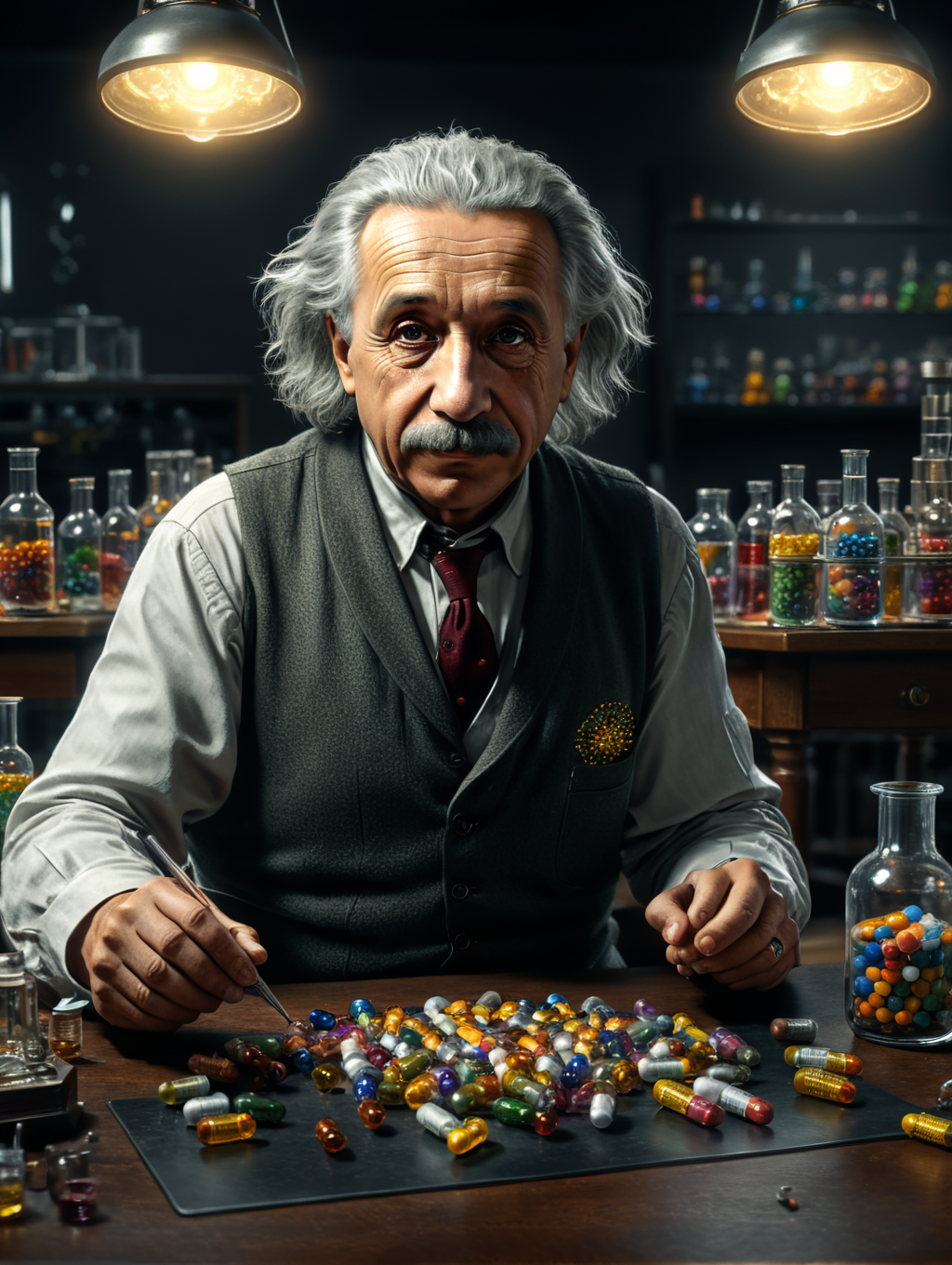 Premium Free ai Images | albert einstein in lab with some vitamin ...