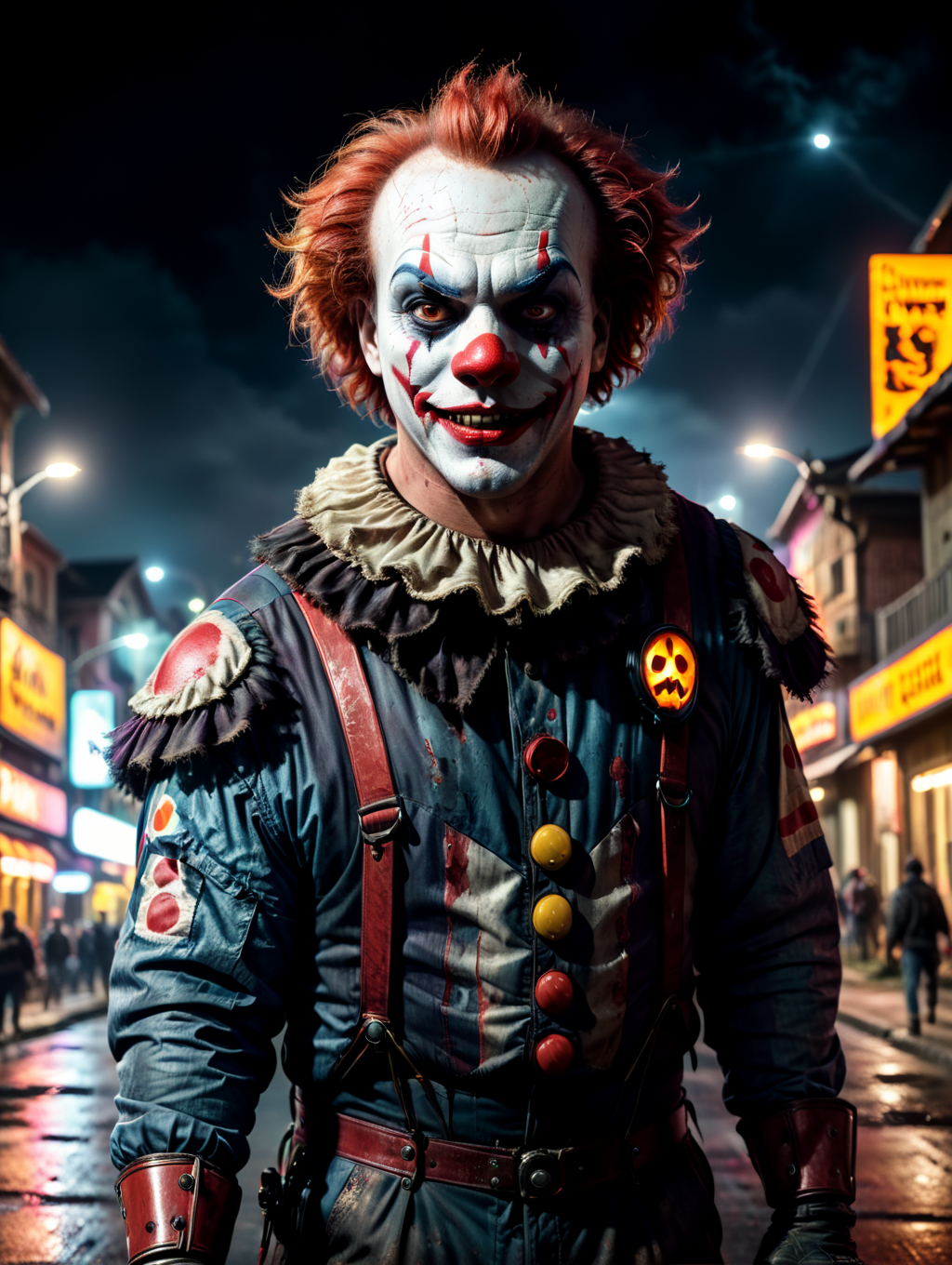 Premium Free Ai Images Killer Clown And Terrifying Street At Night Halloween Theme Disney 