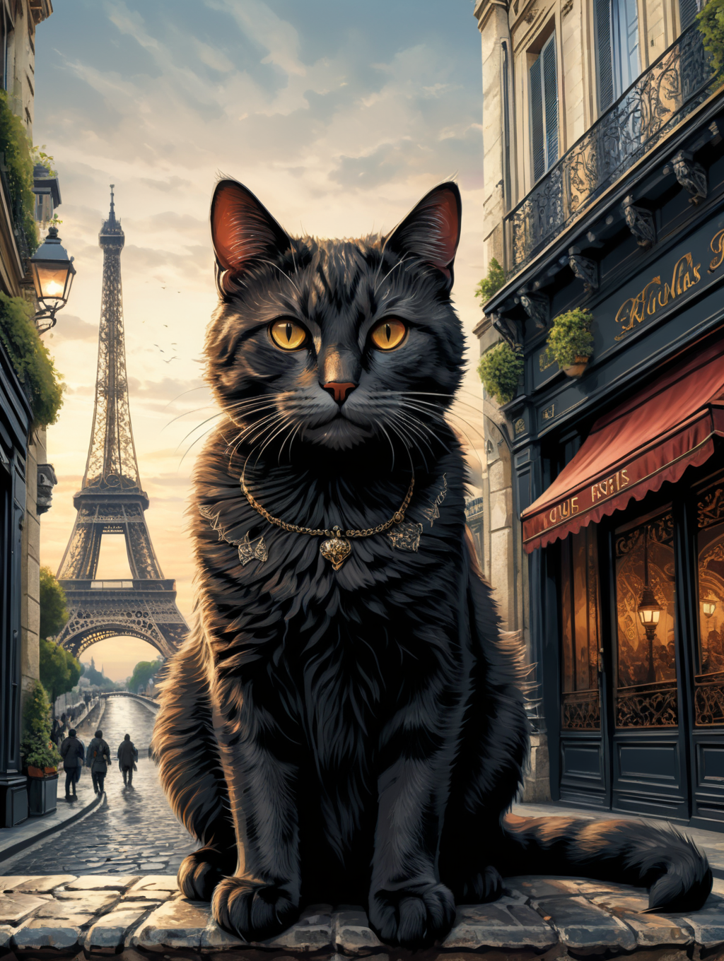 Premium Free ai Images | cat living to paris in the style of simple ...