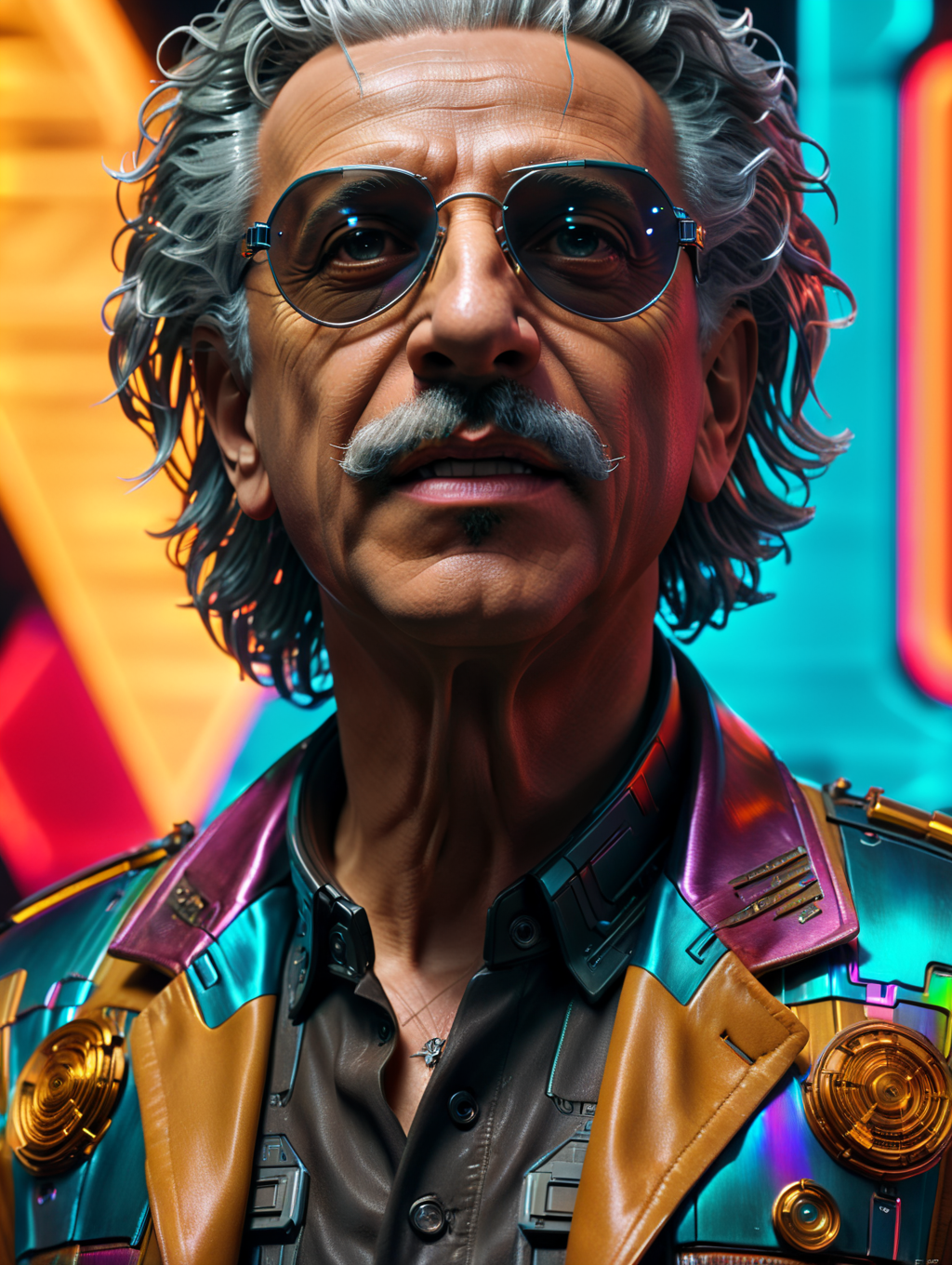 Premium Free ai Images | holographic cyberpunk albert einstein max ...