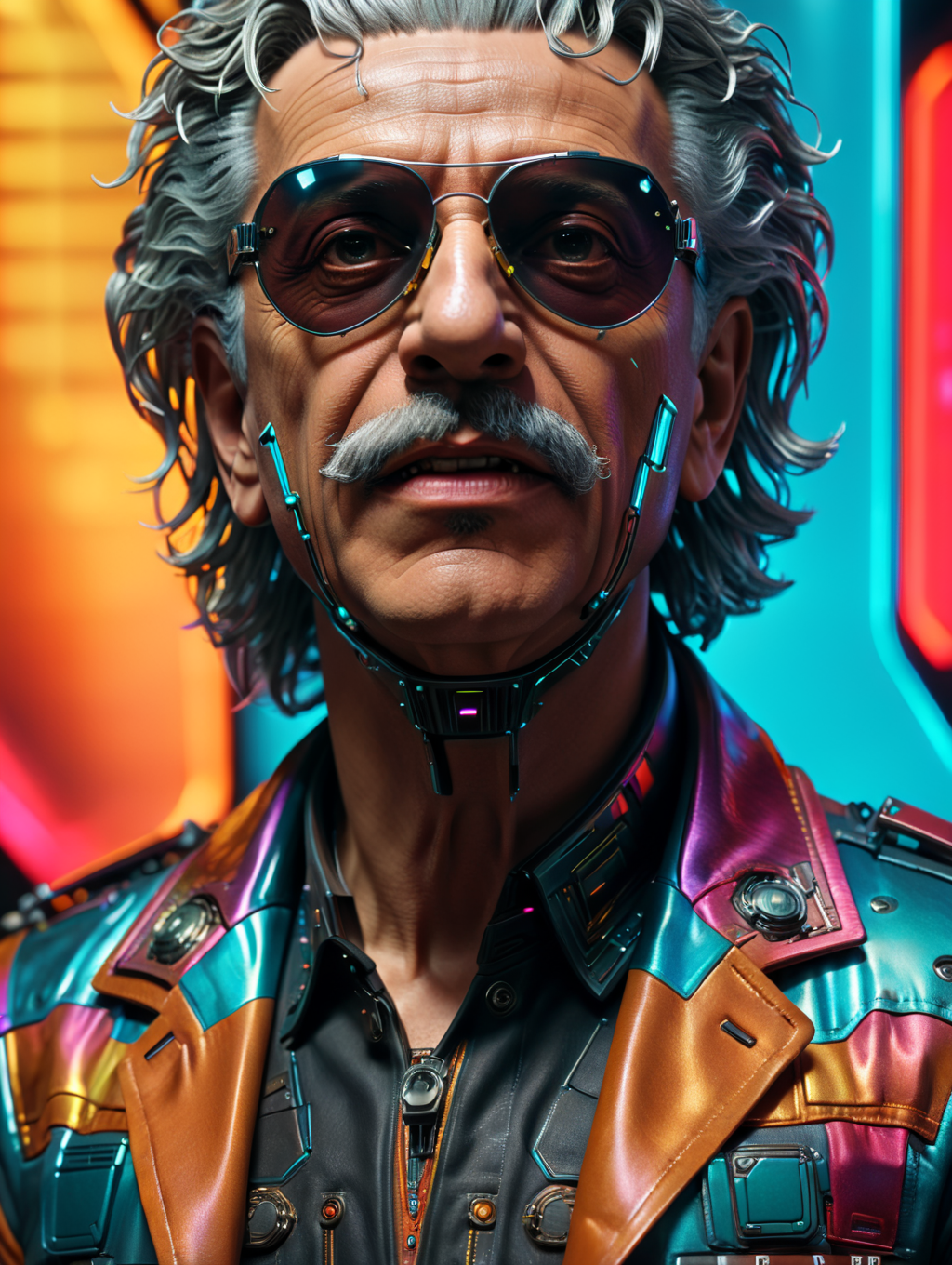 Premium Free ai Images | holographic cyberpunk albert einstein max ...
