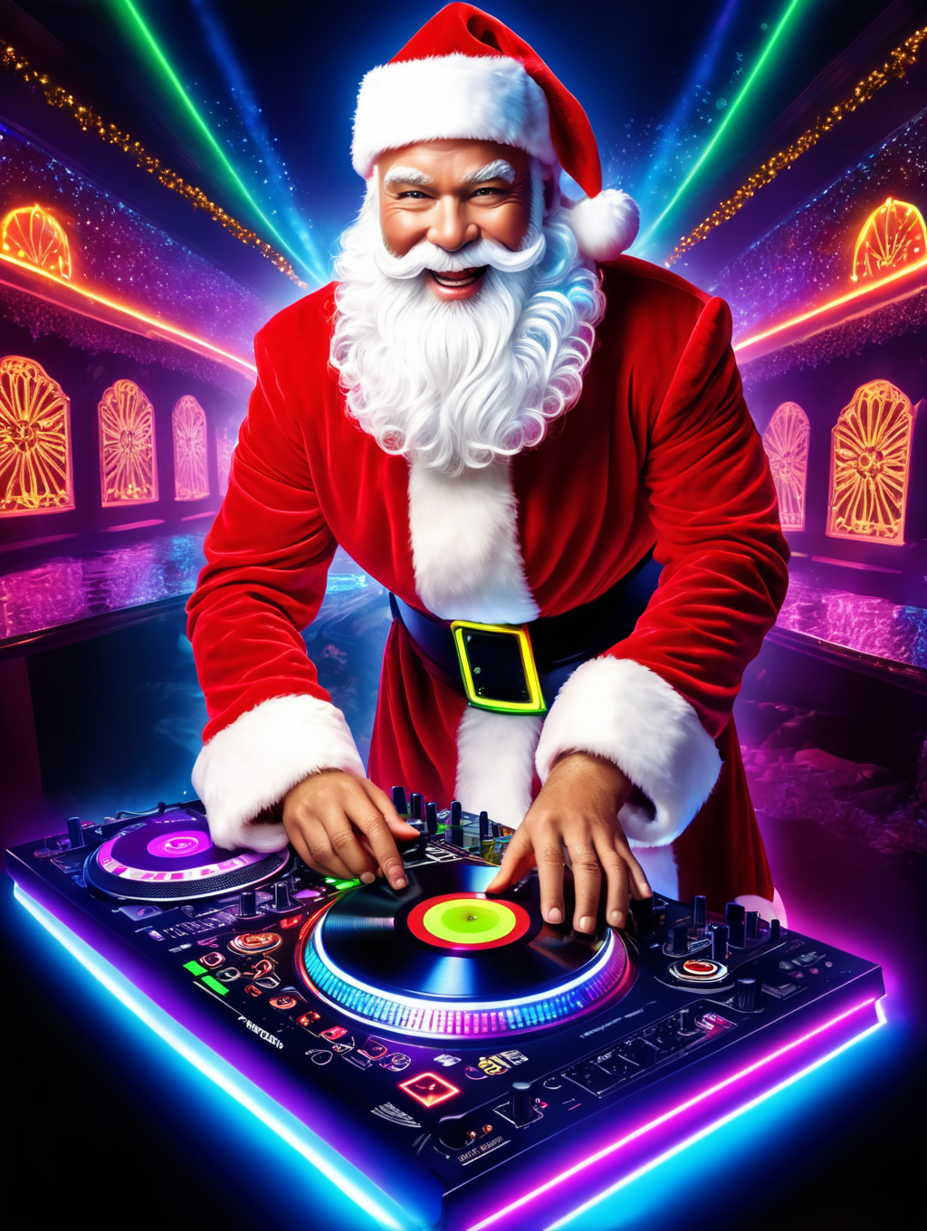 Premium Free ai Images | santa claus at nightclub party with santa dj ...