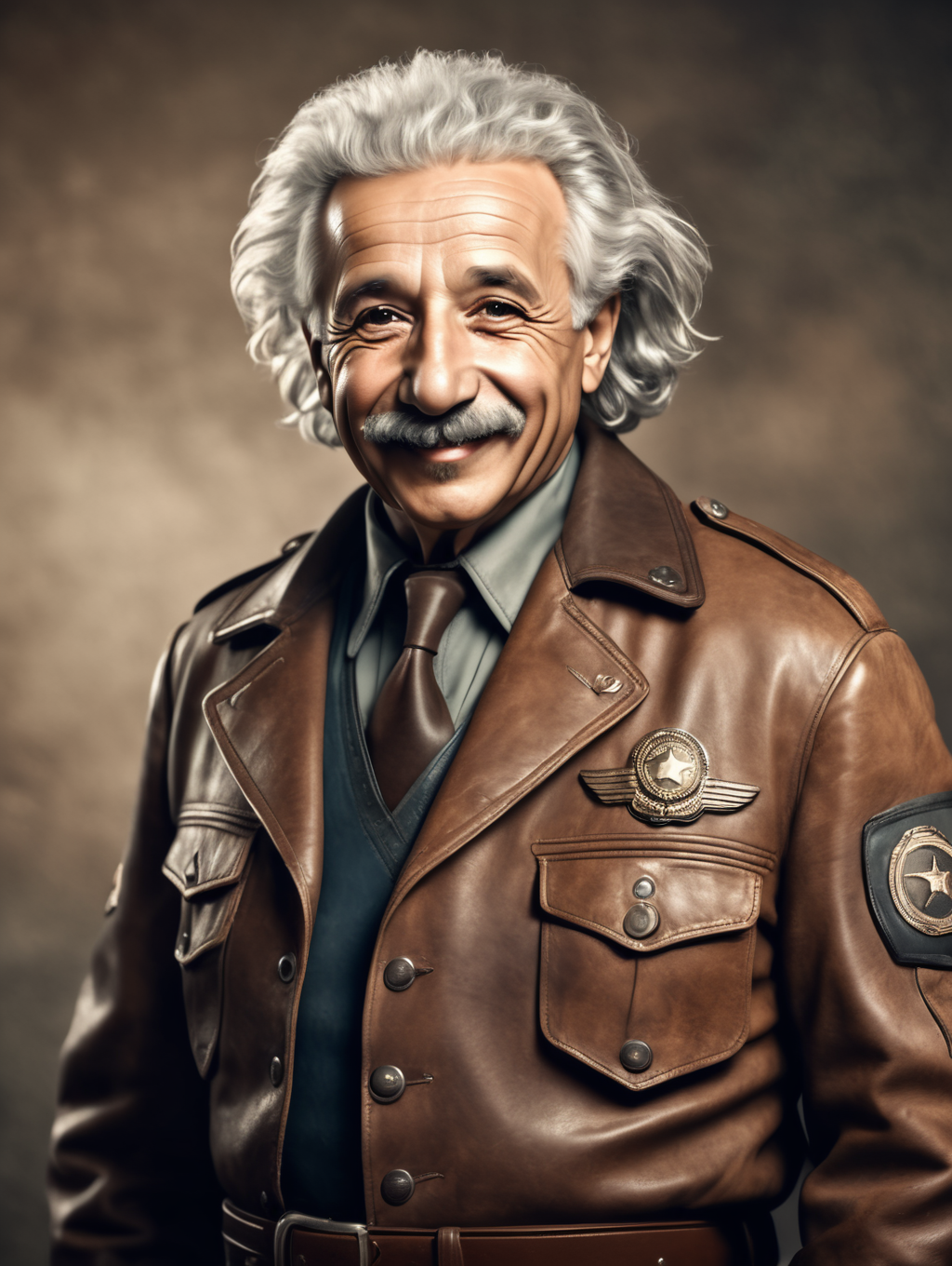 Premium Free ai Images | happy albert einstein dressed in leather as ...