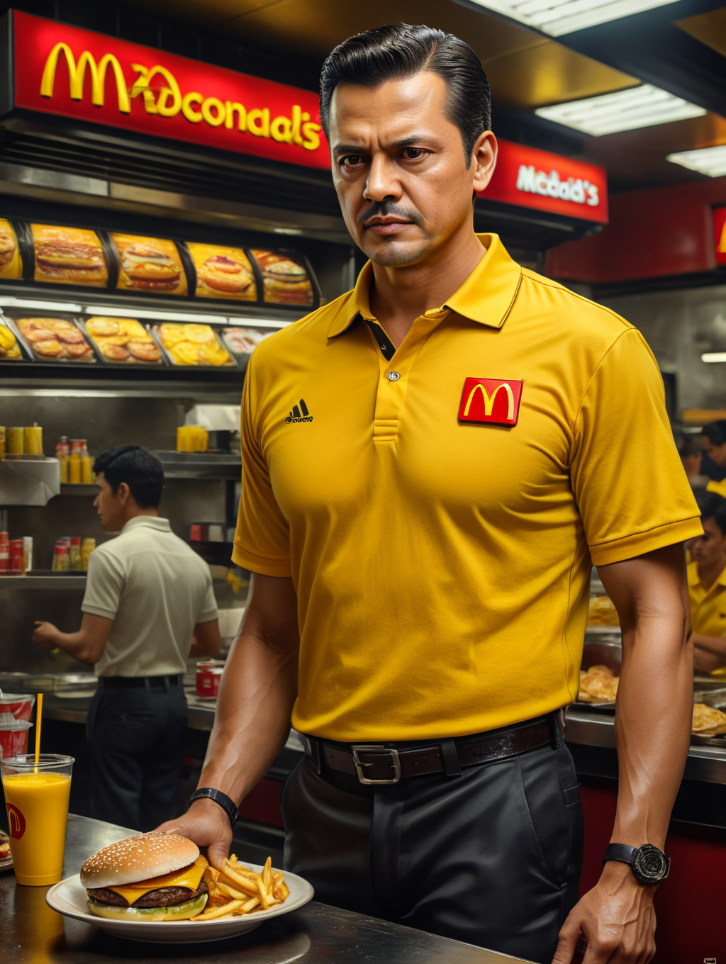 Premium Free ai Images | enrique pena nieto as mcdonalds worker totally ...