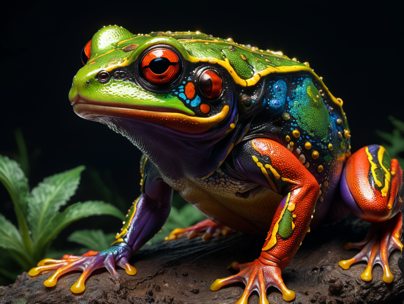 Premium Free ai Images | intergalactic full body colourfoul frog