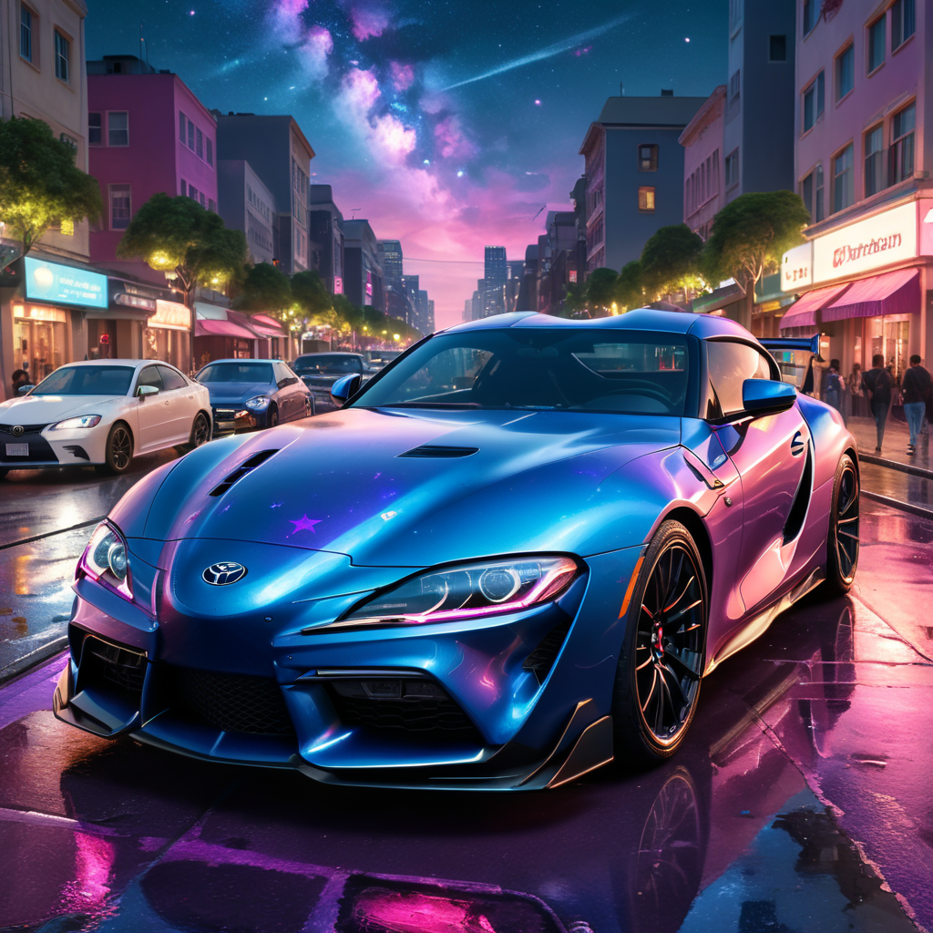 Premium Free ai Images | blue toyota supra front camera on city ...