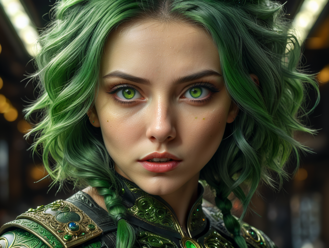 Premium Free ai Images | devuska zelenymi volosami zelenymi glazami sumassedsaa bez zadnego fona