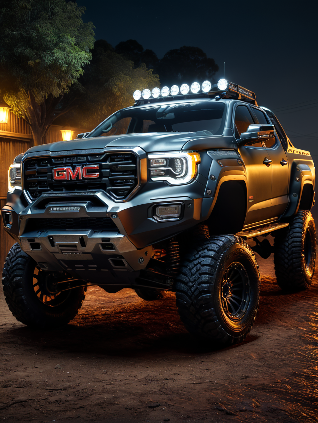 Premium Free ai Images | gmc ute fully kitted at night