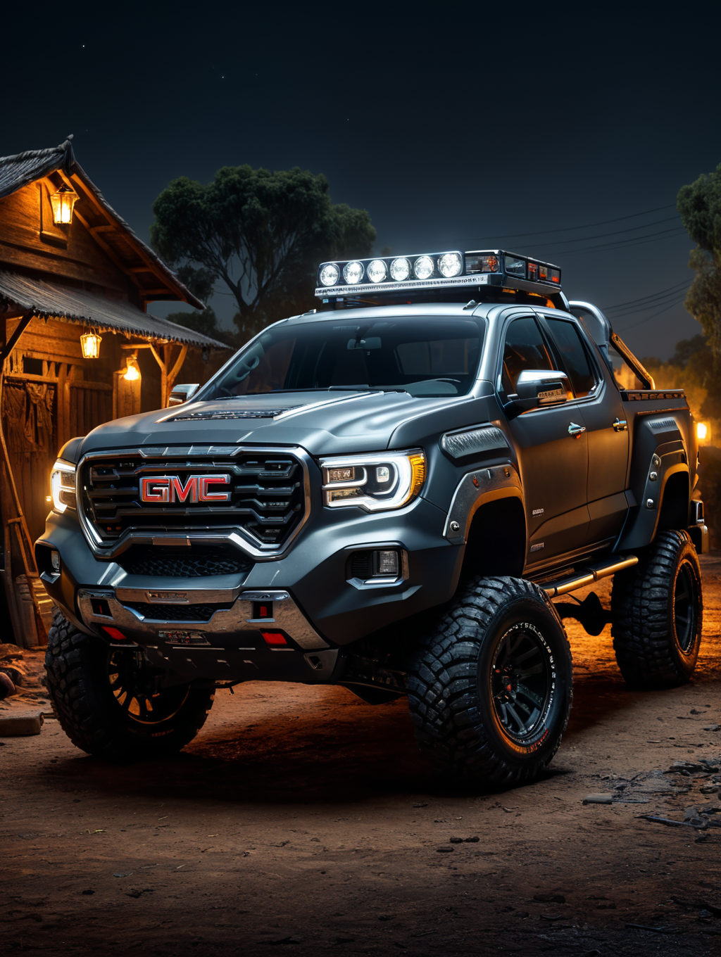 Premium Free ai Images | gmc ute fully kitted at night