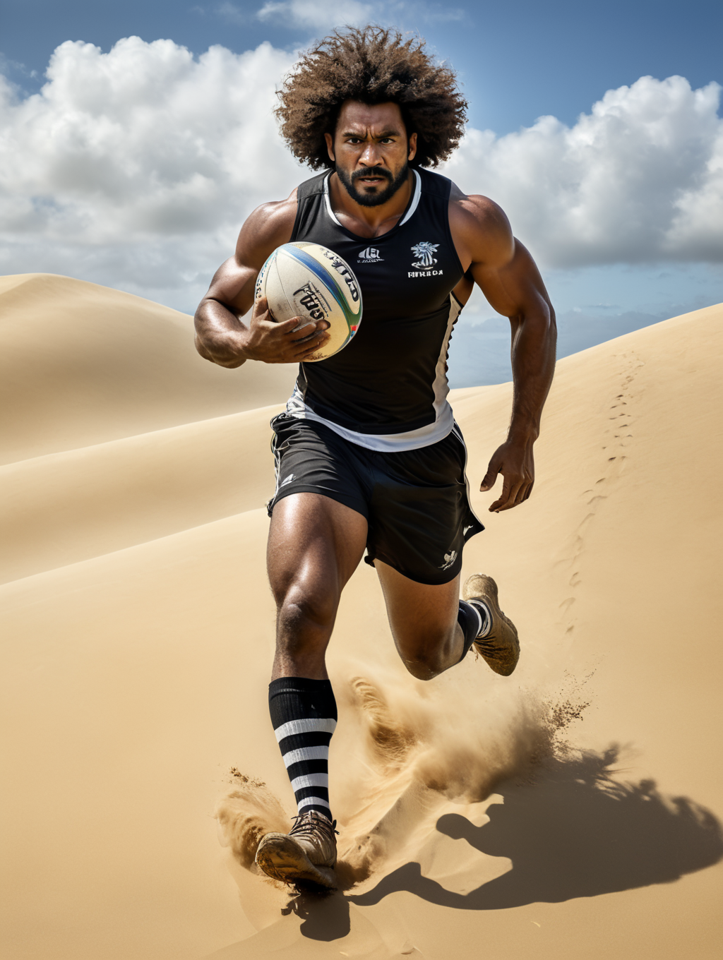 Premium Free ai Images | fijian warrior with long frizzy wearing black ...