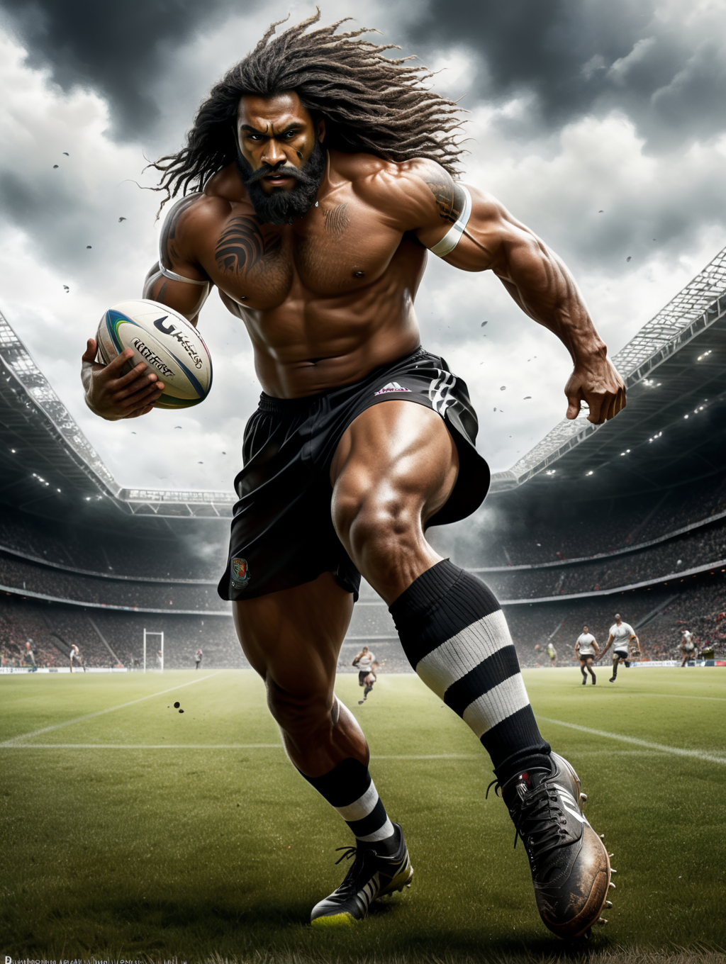 Premium Free ai Images | fijian warrior with long hair wearing black ...