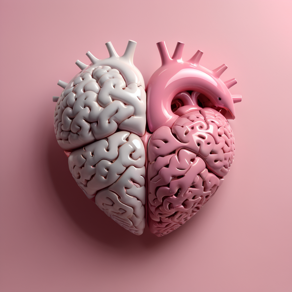 Premium Free ai Images | rendered image of brain and heart joined ...