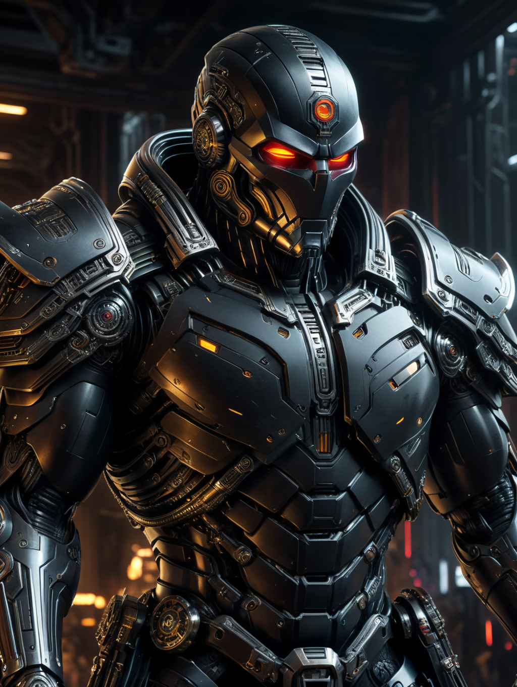 Premium Free ai Images | imagine supervillain with dark cybernetic ...
