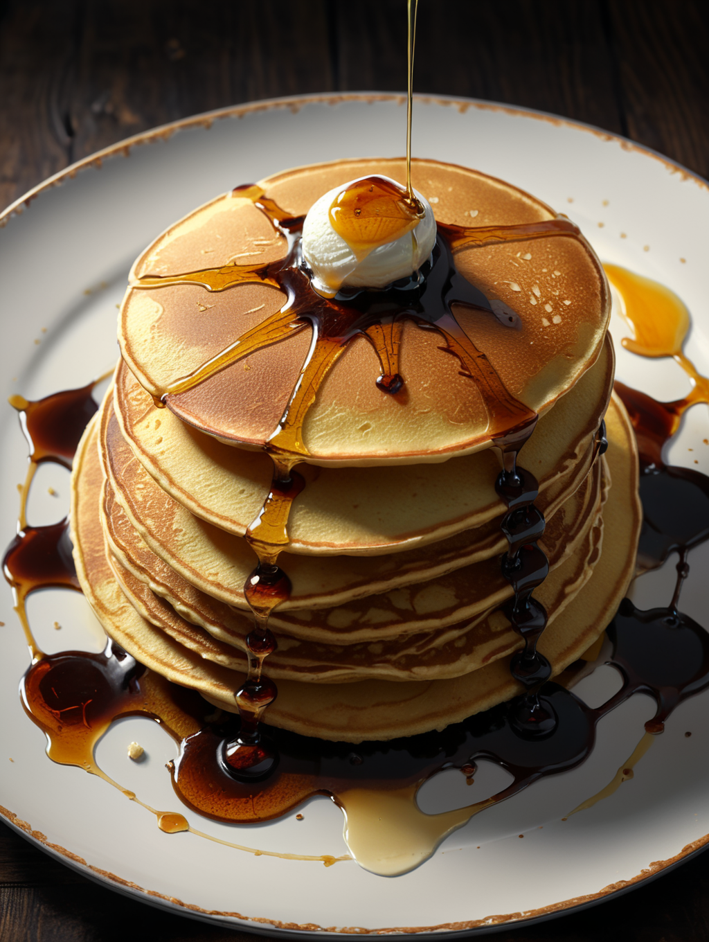 Premium Free ai Images | plate of flying pancakes maple syrup dripping ...