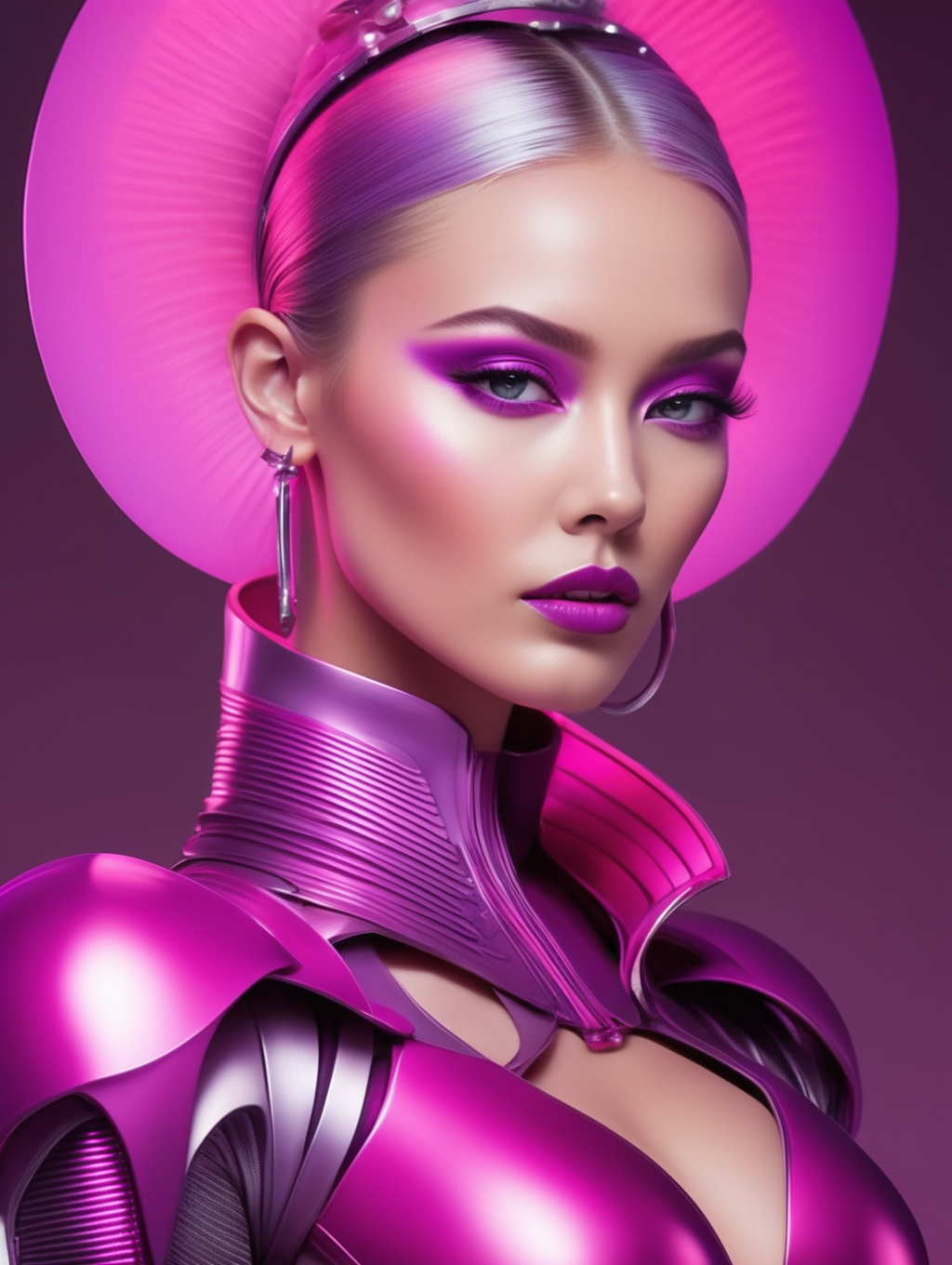 Premium Free ai Images | woman wearing alien fashion wear neon pink ...
