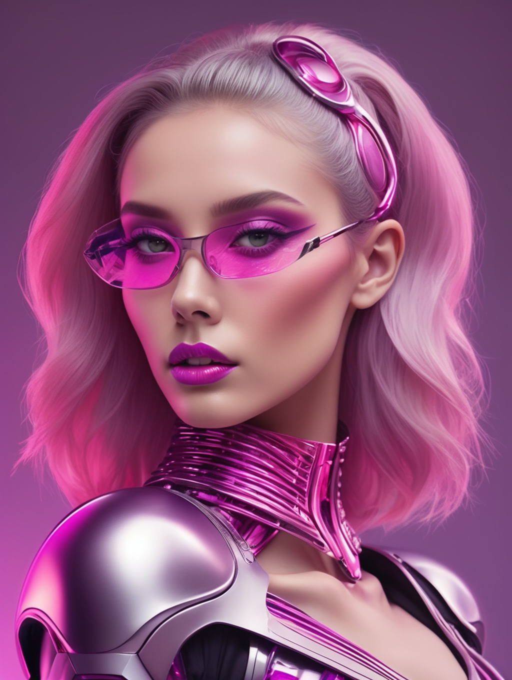 Premium Free ai Images | woman wearing alien fashion wear neon pink ...