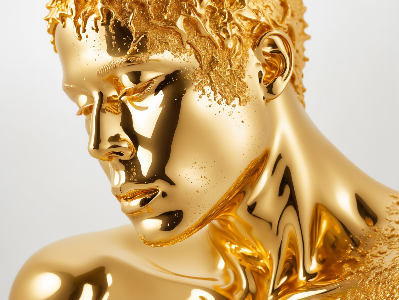 Premium Free ai Images | person made of gold melted everything gold ...