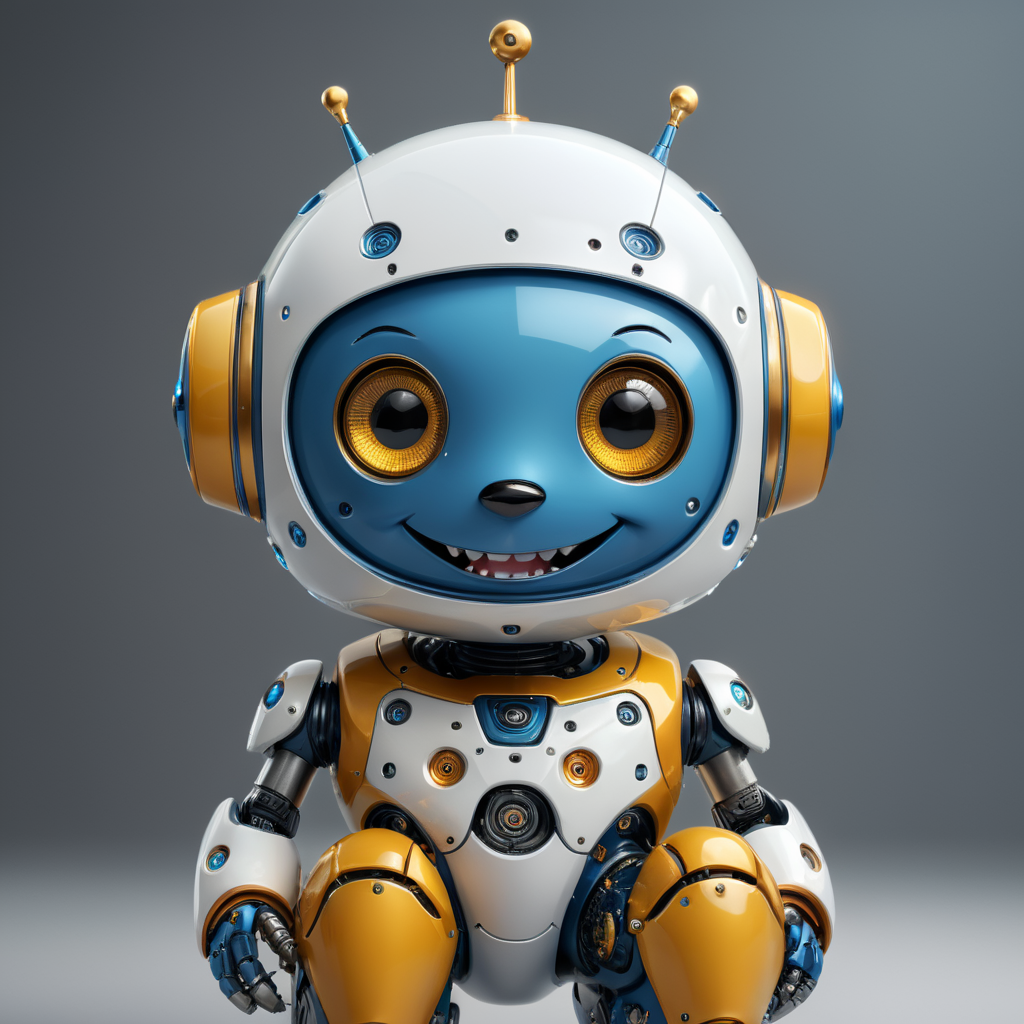 Premium Free ai Images | friendly blue cute chat bot for web page white ...