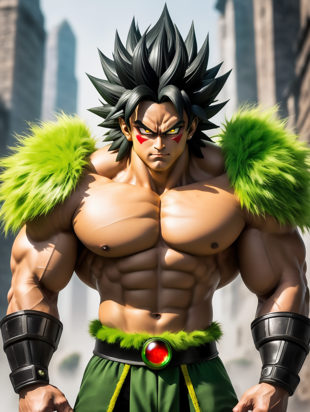 Premium Free ai Images | broly is large muscular saiyan with light skin ...