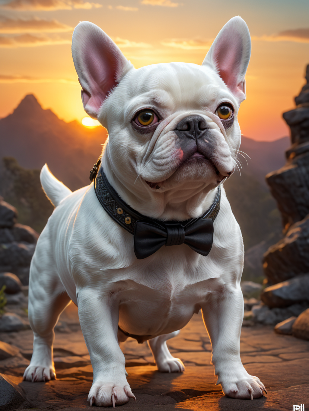 Premium Free ai Images | white french bulldog with white body and black ...