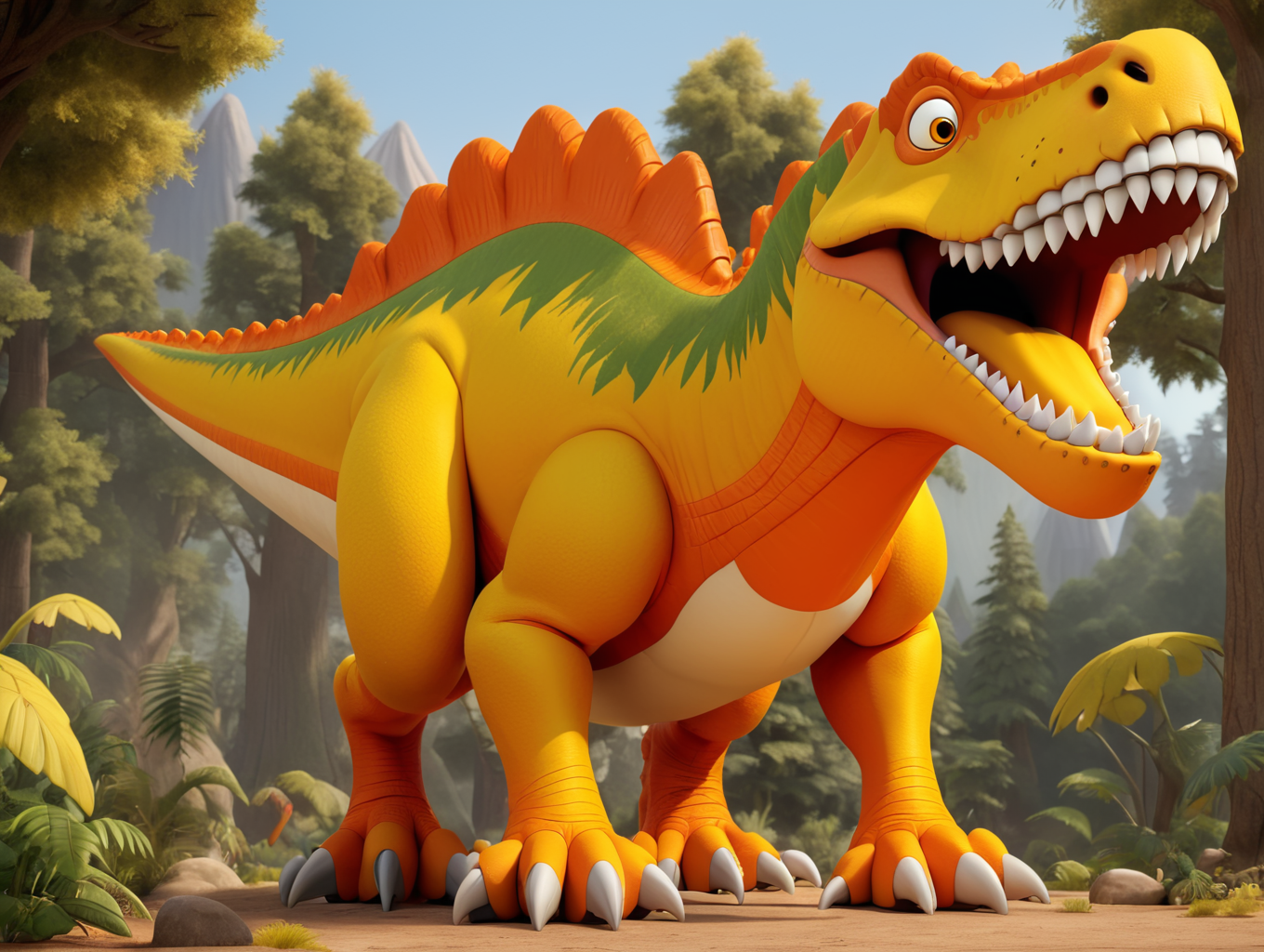 Premium Free ai Images | yellow and orange cartoon tyrannosaurus rex ...
