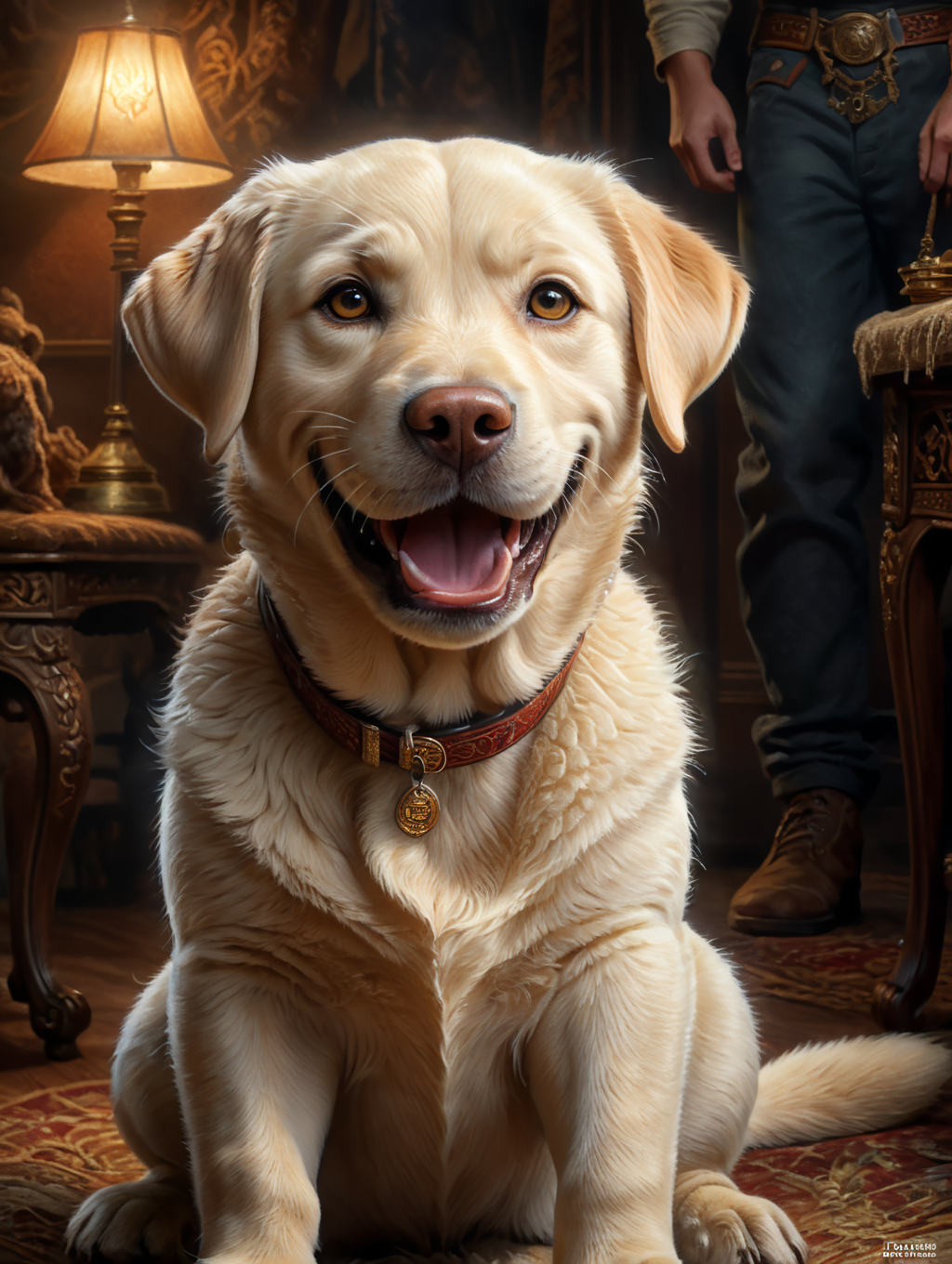 Premium Free ai Images | labrador boy named tony light wool smiling ...