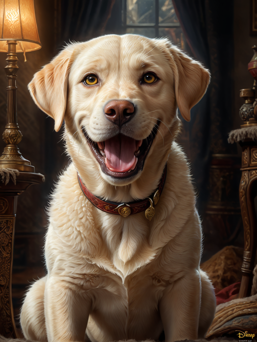 Premium Free ai Images | labrador boy named tony light wool smiling ...