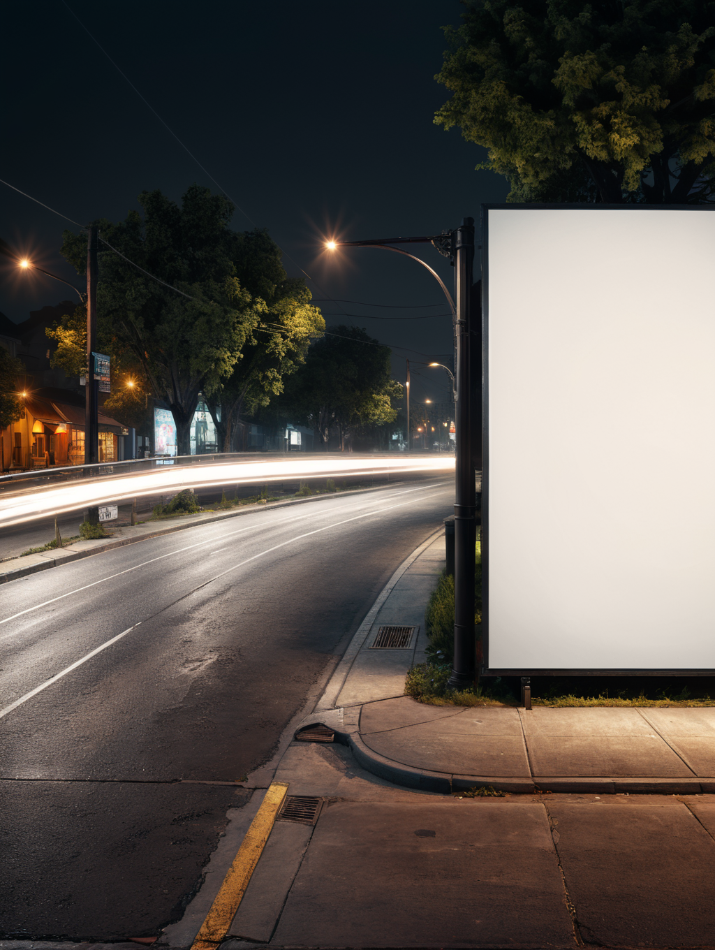 Premium Free ai Images | fully visible billboard at night street