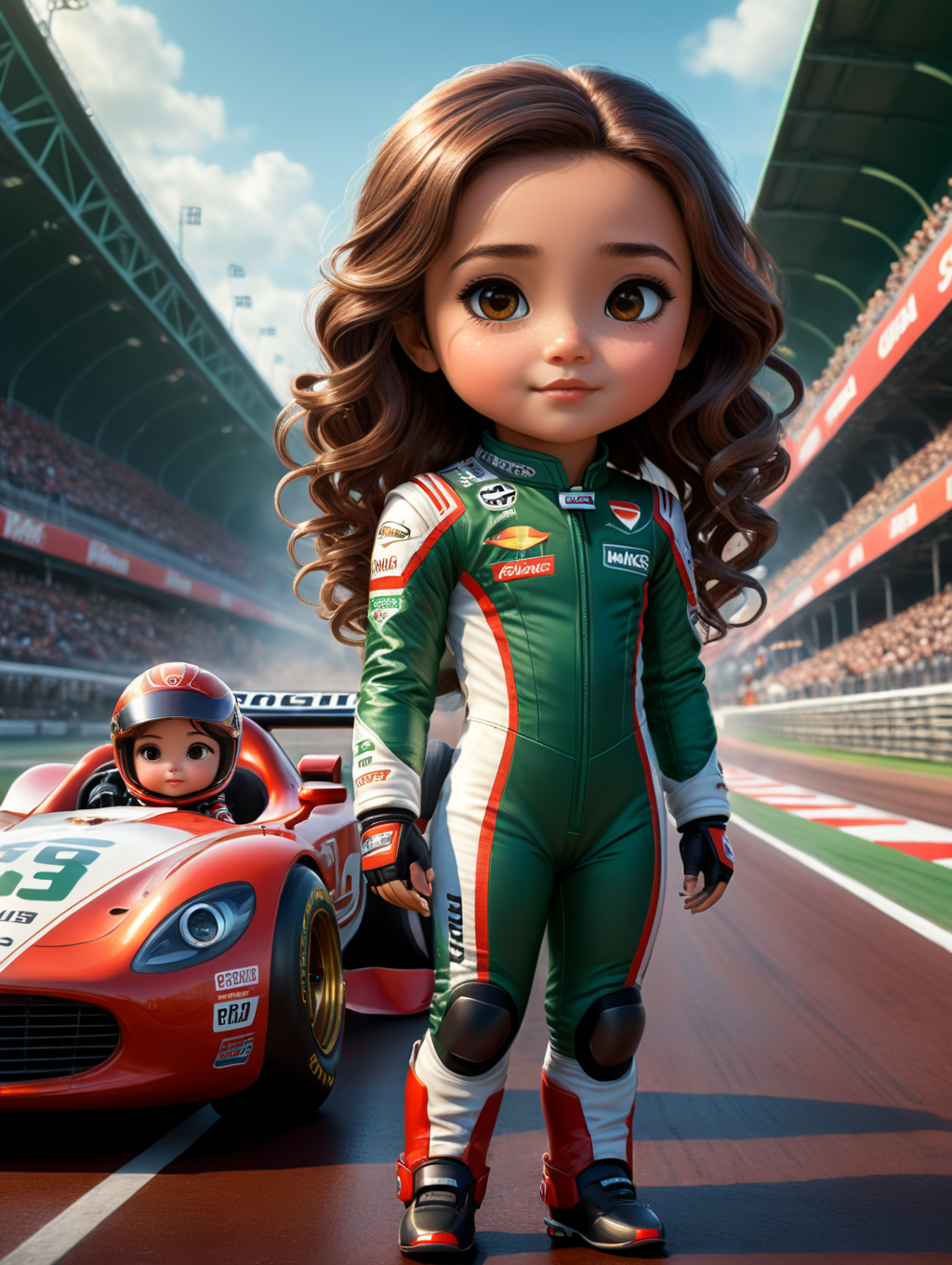 Premium Free ai Images | sweet chibi girl in the style of pixar with ...