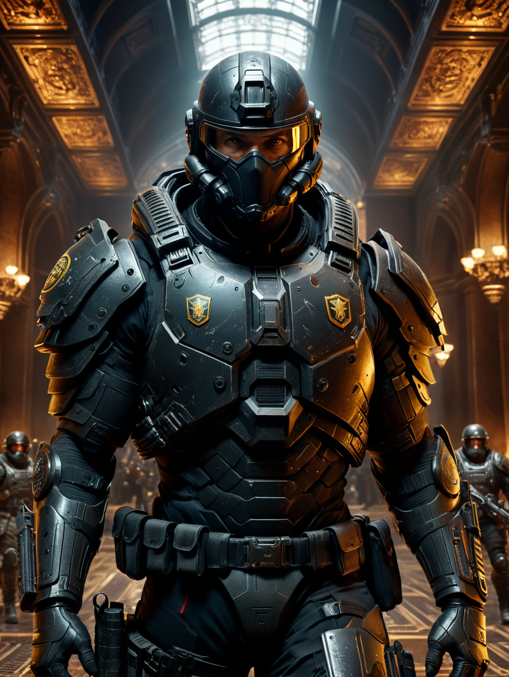 Premium Free ai Images | special forces employee in judgment hall
