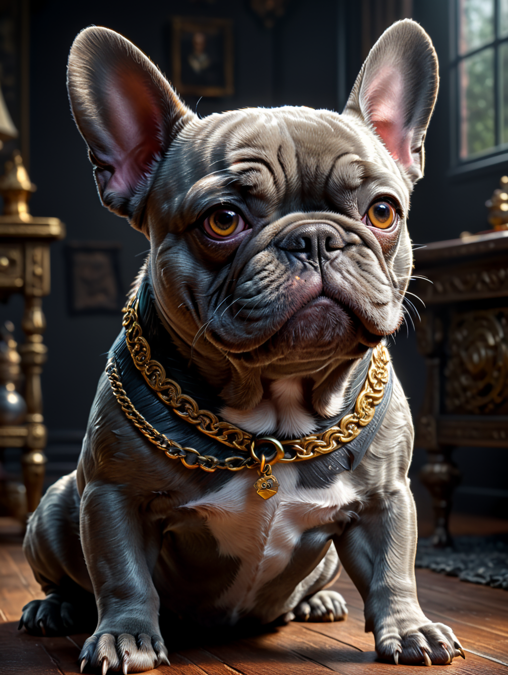 Premium Free ai Images | french bulldog gray disney pixar film