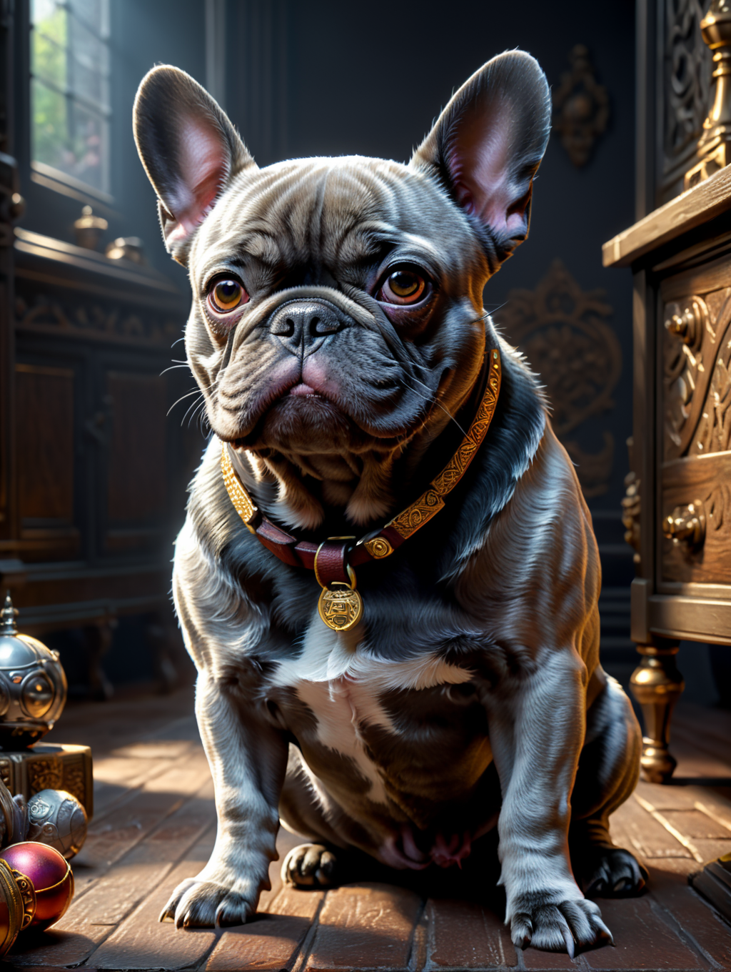 Premium Free ai Images | french bulldog gray disney pixar film