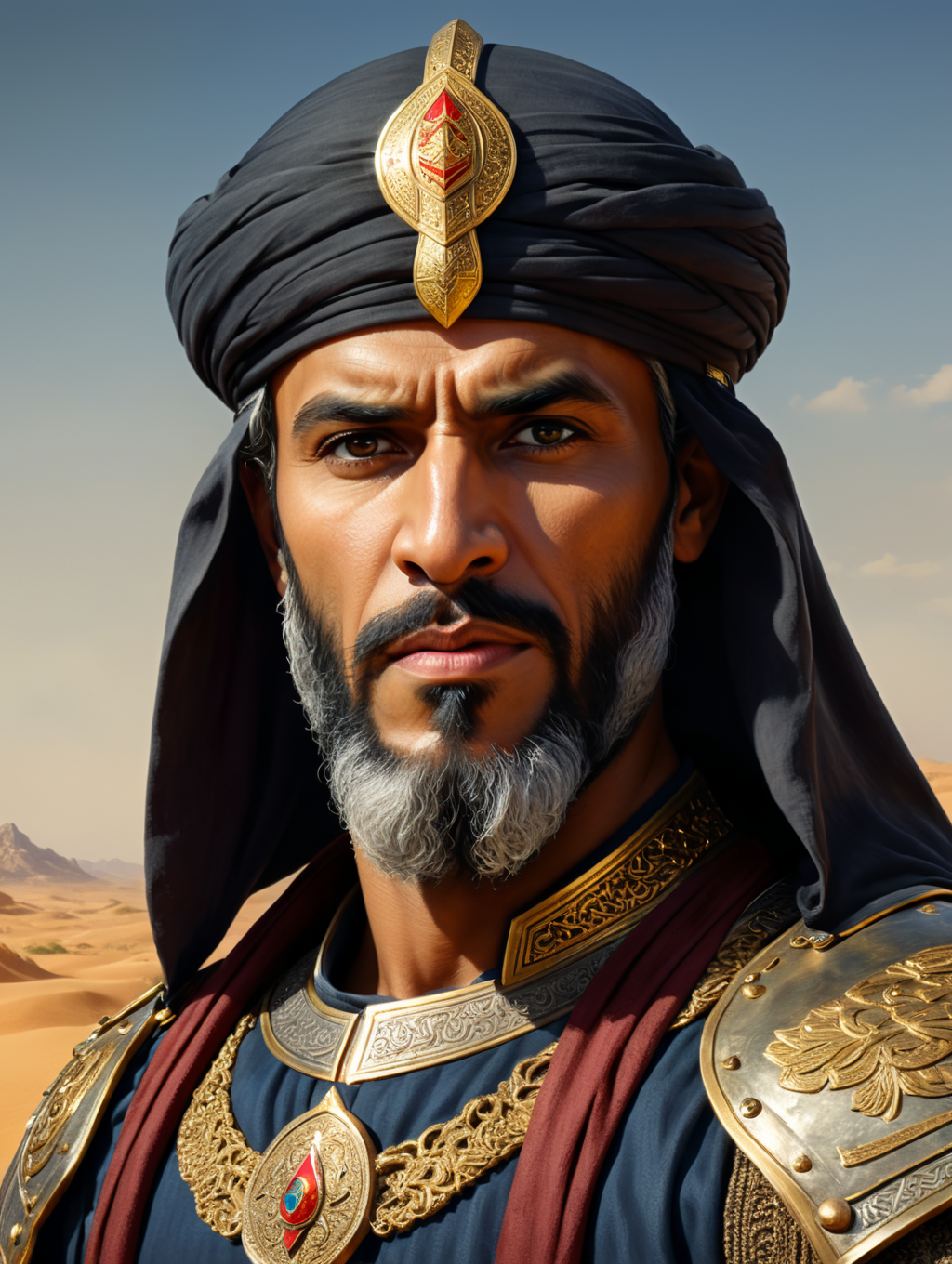Premium Free ai Images | generate digital portrait of khalid ibn al ...