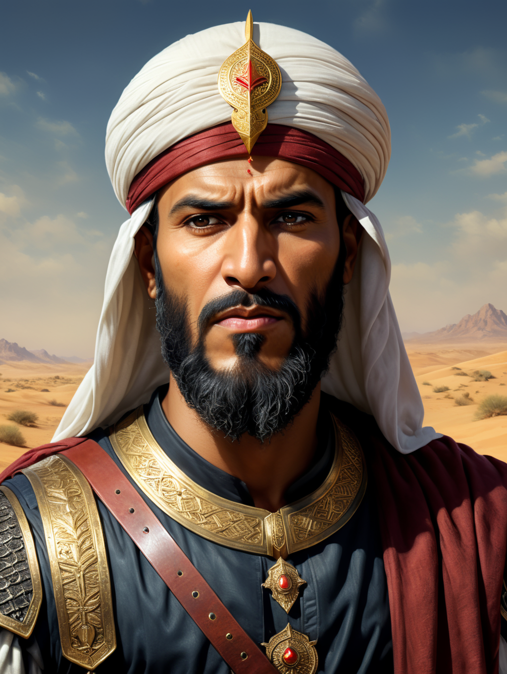 Premium Free ai Images | generate digital portrait of khalid ibn al ...