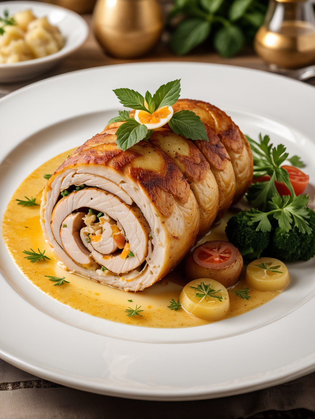 Premium Free ai Images | rolade ayam kentang plating piring cantik ...