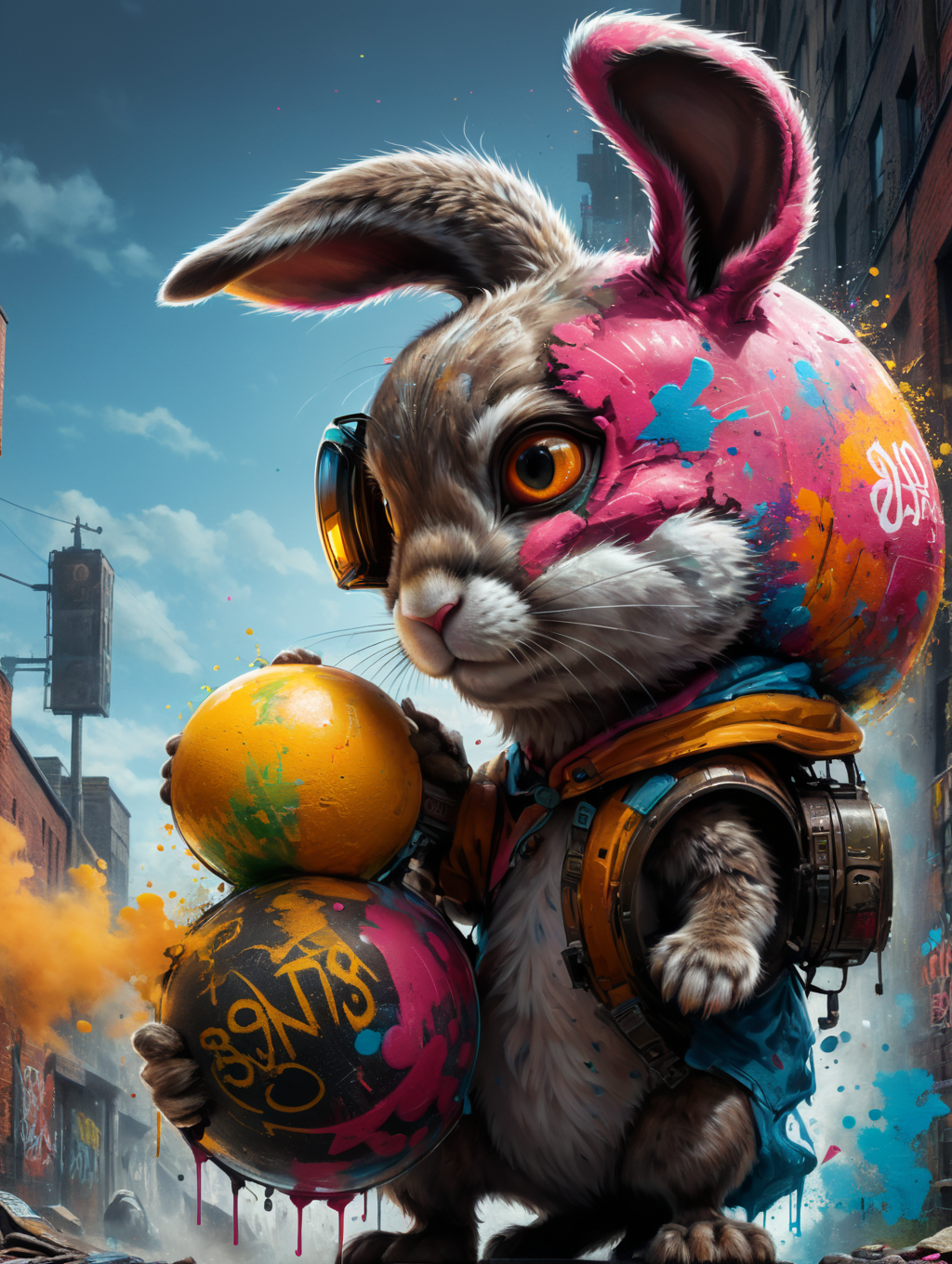 Premium Free ai Images | whole image as bunny in grafitti style must ...