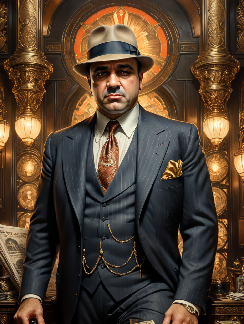 Premium Free ai Images | portrait of al capone in his signature ...