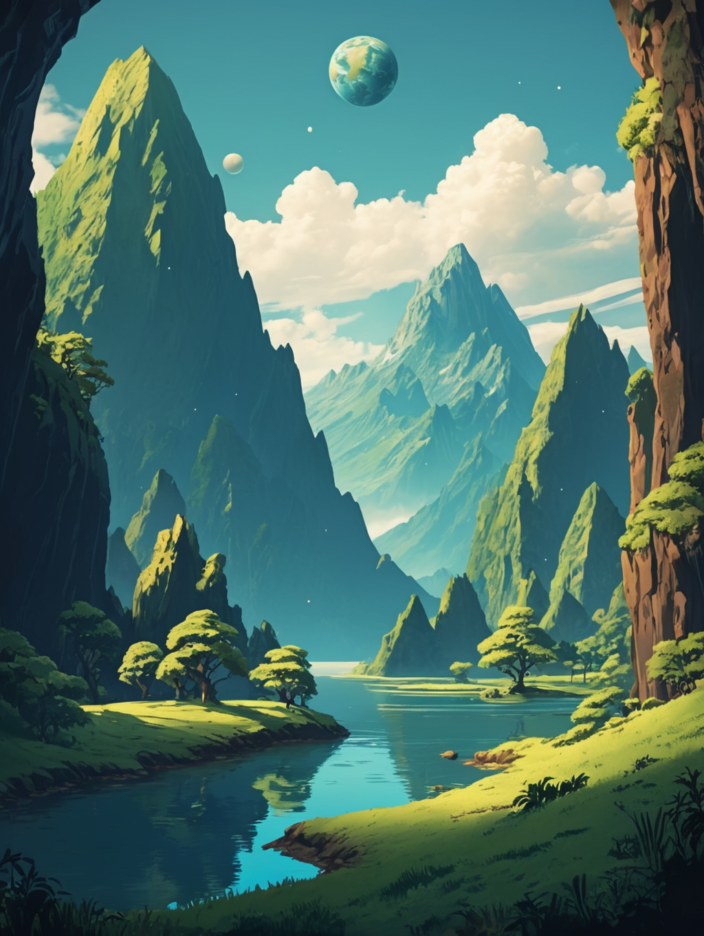 Premium Free ai Images | earth planet art style