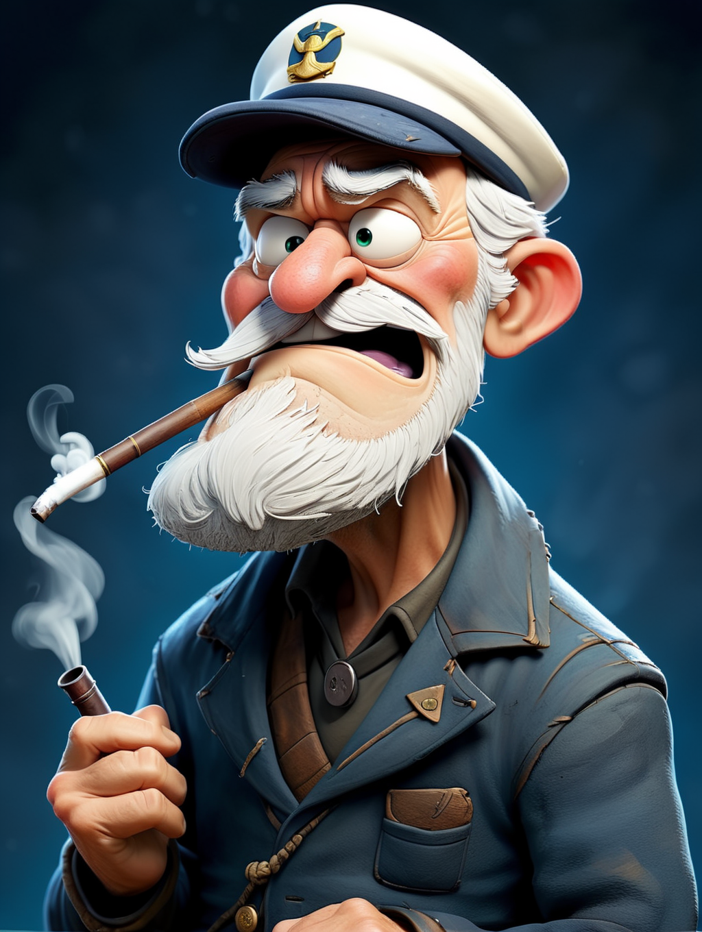 Premium Free ai Images | grumpy old sailor captain torn and tattered ...