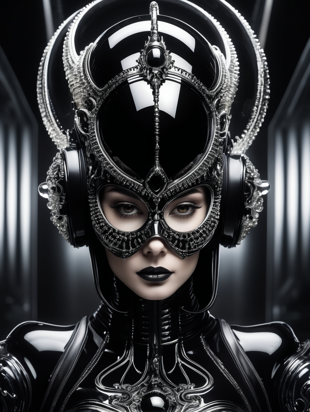 Premium Free ai Images | giger humanoid queen with crown futuristic ...