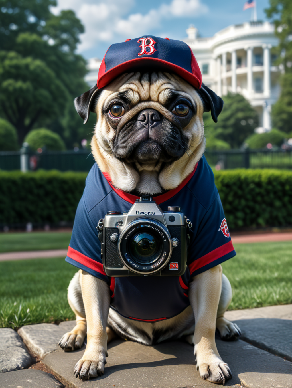 Premium Free ai Images | pug dog wearing boston redsox baseball cap and ...