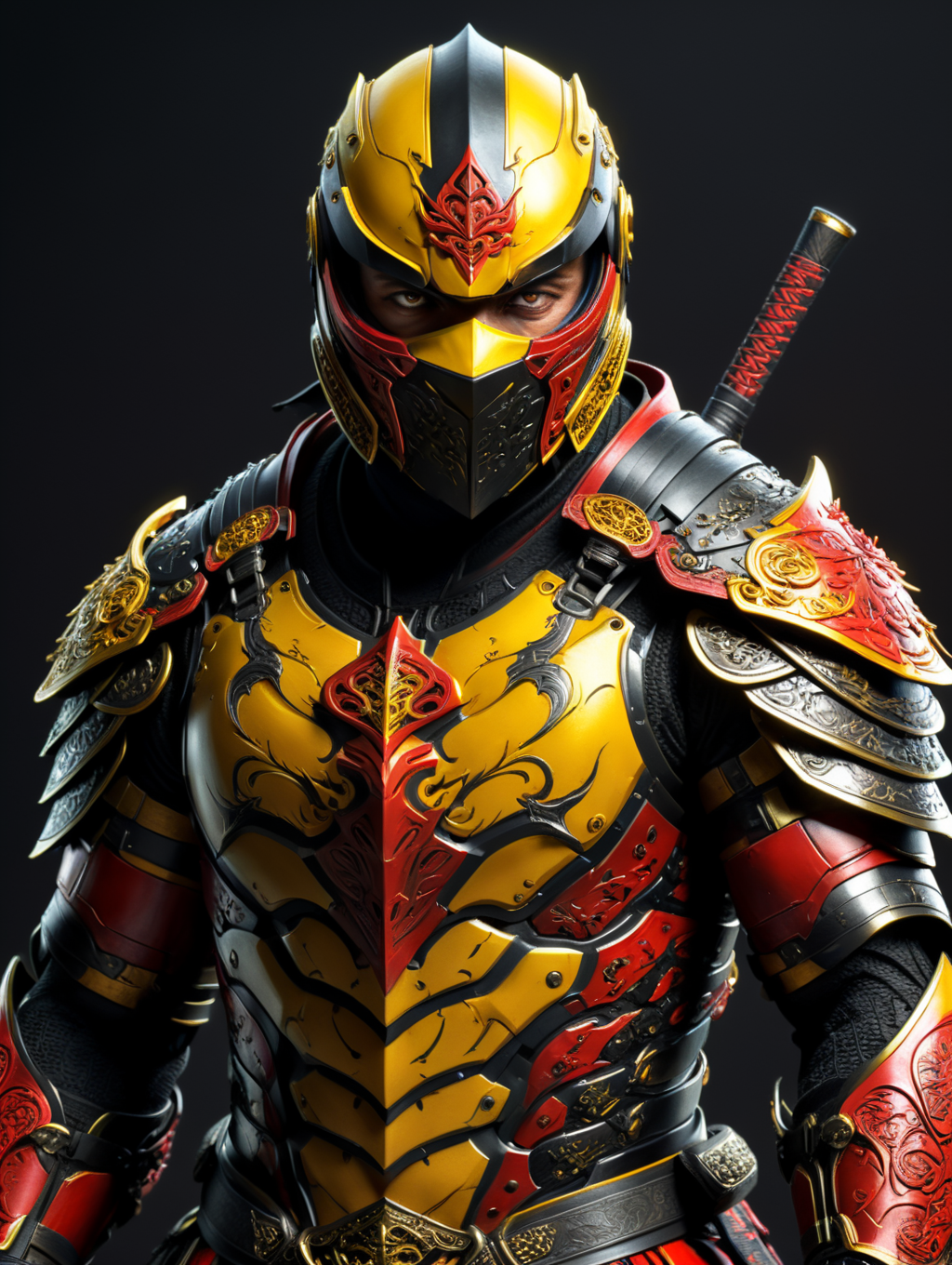 Premium Free ai Images | yellow red and black ninja armor