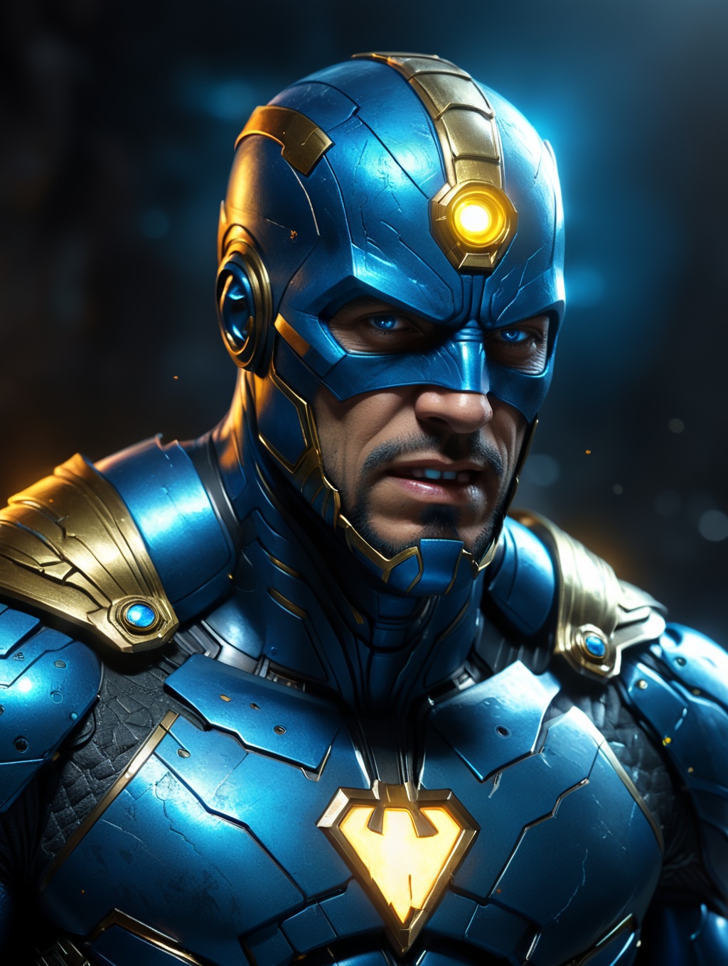 Premium Free ai Images | create radioactive glowing blue superhero man