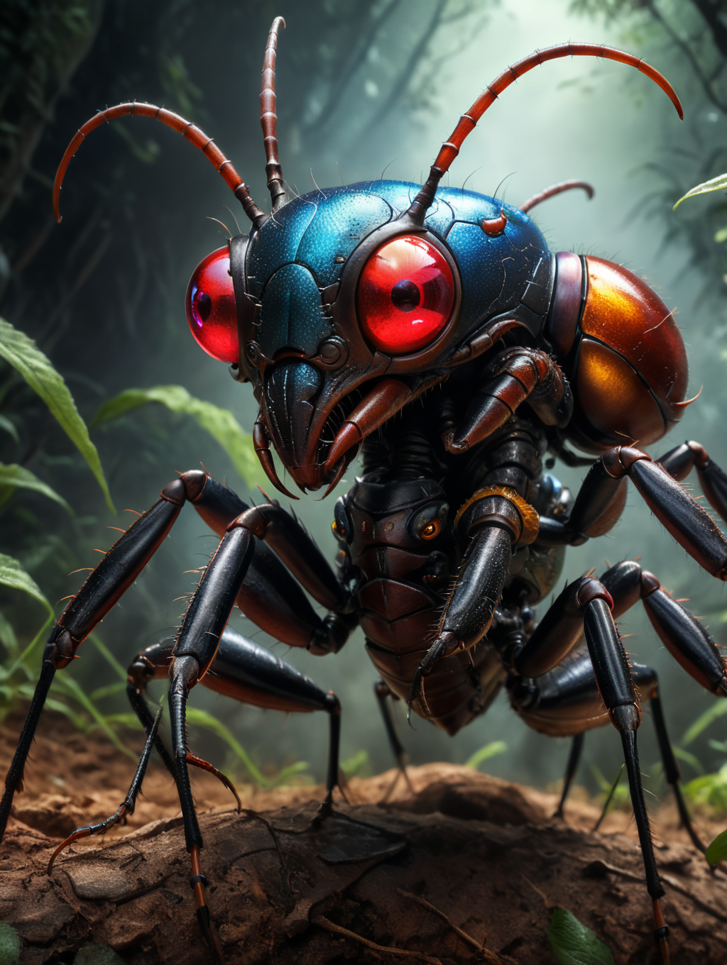 Premium Free ai Images | giant warrior ants with laser eyes